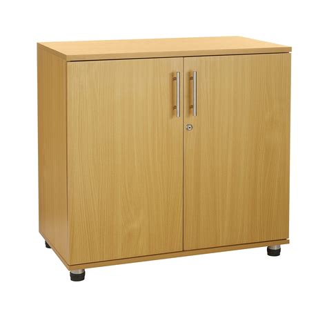Buy Beech Office Storage Cupboard Desk Height Door Bookcase With Lock Cm Tall Desktop