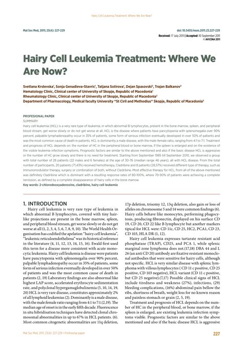 Pdf Hairy Cell Leukemia Treatment Where We Are Now