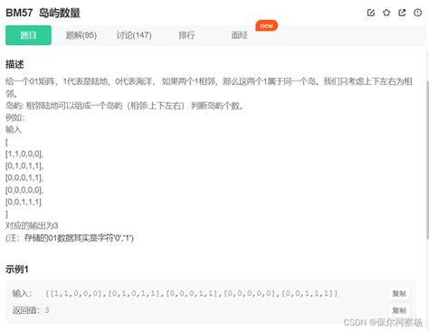 Bm57 岛屿数量bm57牛客网python Csdn博客