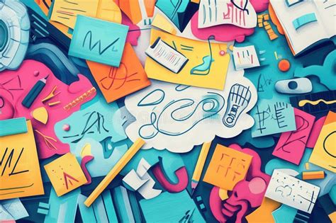 Colorful Brainstorming Workspace Filled With Sticky Notes Sketches And Creative Design Elements