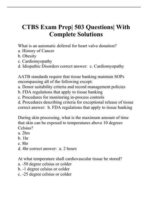 Ctbs Exam Prep 503 Questions With Complete Solutions Ctbs
