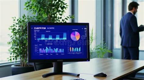 Displaying Data Charts On A Computer Screen In Modern Office Stock Video Video Of Walking