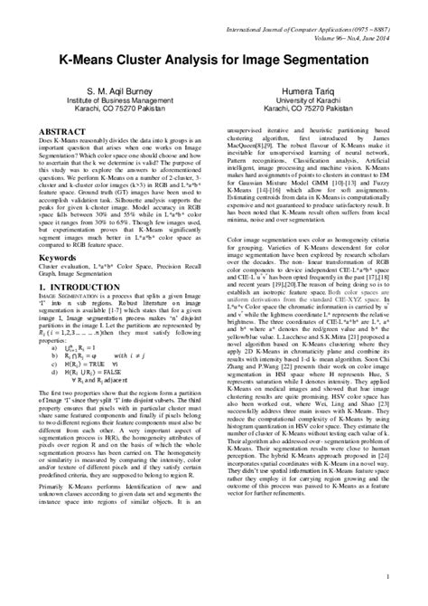 pdf k means cluster analysis for image segmentation