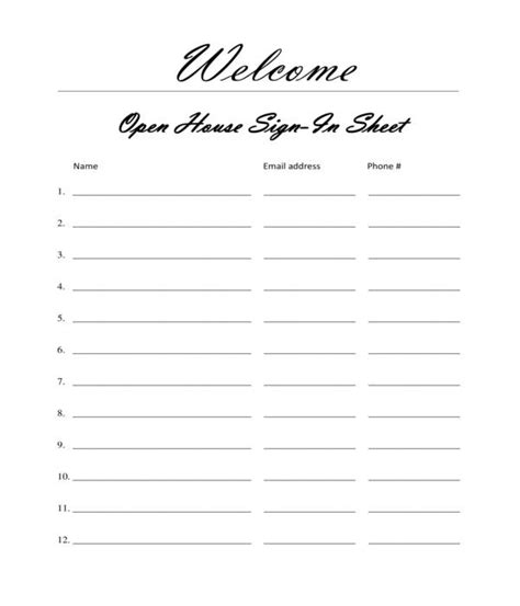 Real Estate Sign In Sheet Printable At Sandra Willis Blog