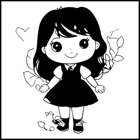 Premium Vector Vector A Vector Of Cute Girl Outline Design