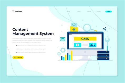 Premium Vector Flat Cms Concept Web Template