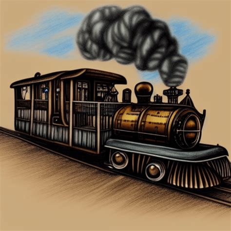 A Realistic Drawing Of A Steampunk Train Creative Fabrica