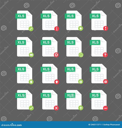 Flat Design With XLS Files Icon Set Symbol Set Vector Design Element