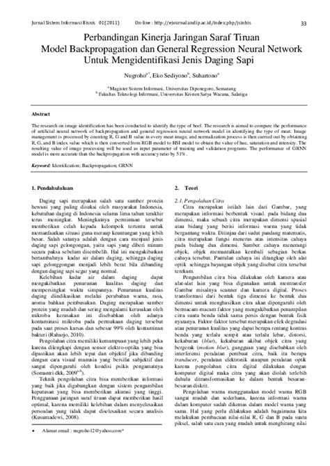 Pdf Perbandingan Kinerja Jaringan Saraf Tiruan Model Backpropagation
