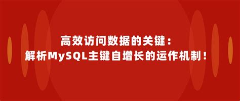 高效访问数据的关键解析MySQL主键自增长的运作机制 阿里云开发者社区