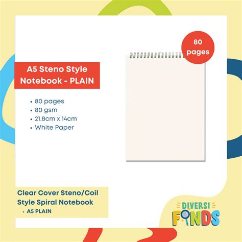 Clear Cover Steno Spiral Notebook Steno Size A5 And B5 80 Sheets