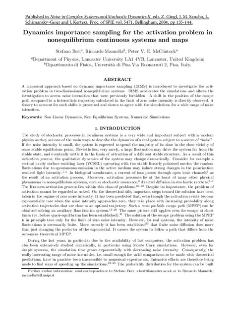 Pdf Dynamics Importance Sampling For The Activation Problem In Nonequilibrium Continuous