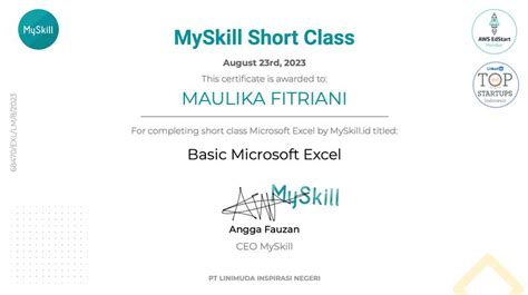 📜 Certification Learning Basic Microsoft Excel Short Class