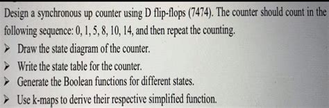Solved Design A Synchronous Up Counter Using D Flip Flops Chegg