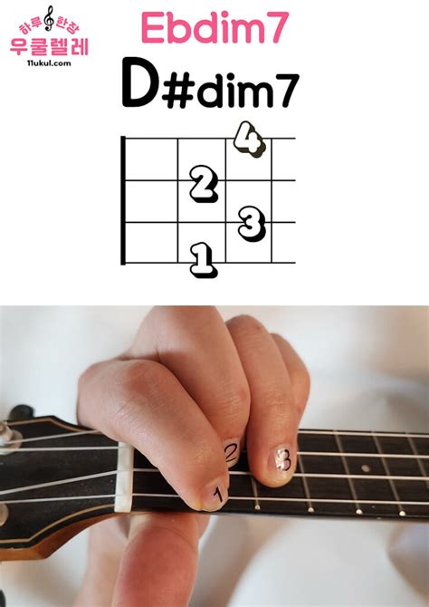 우쿨렐레 Ddim7 Ebdim7 코드 잡는 방법운지법 Ukulele Ddim7 Ebdim7 Chord 하루한장우쿨렐레