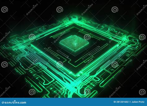 3d Render Abstract Background With Microchip Glowing With Copy Space Ai Generated Stock