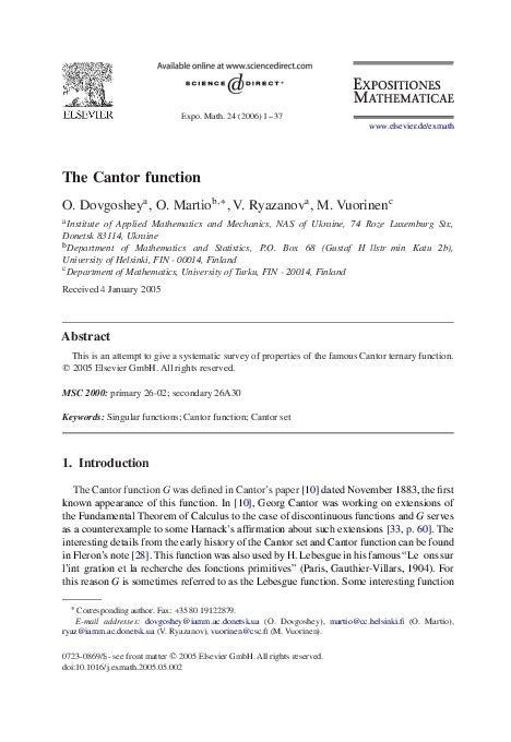 Pdf The Cantor Function