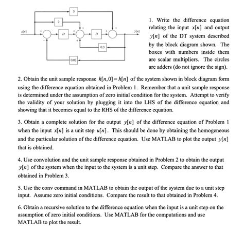 solved 1 write the difference equation relating the input