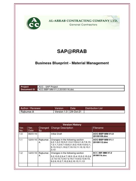 Sap Mm Bbp Sample For Contraction Company Pdf Business Process Logistics