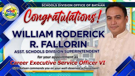 Deped Bataan Congratulations Asds William Roderick R