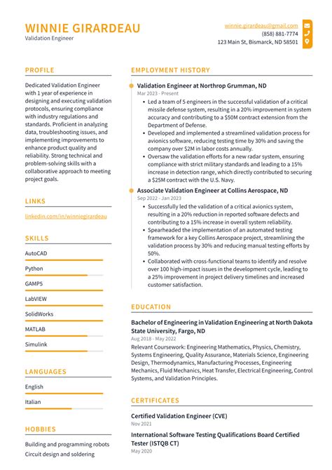 Top 17 Validation Engineer Resume Objective Examples