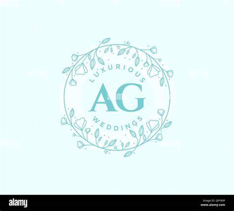 Ag Initials Letter Wedding Monogram Logos Template Hand Drawn Modern