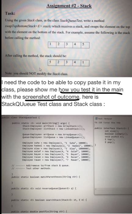 Solved Assignment 2 Stack Task Using The Given Stack