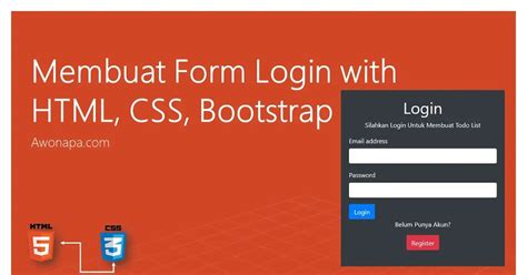 Form Login Simpel Dengan Html Css Dan Bootstrap Awonapa Website
