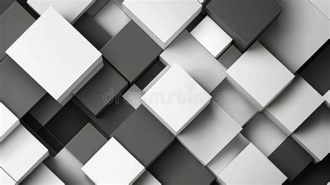 3d Geometric Pattern Of Black And White Cubes Arranged In A Dynamic Layout Stock Image Image