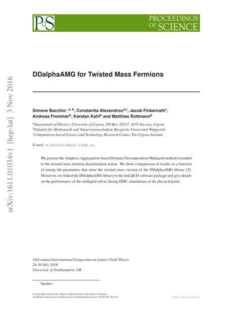 Pdf Ddalphaamg For Twisted Mass Fermions