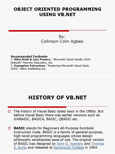 Lecture 3 Programming With Vb Pdf Basic Product Development