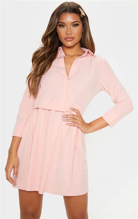 Collared Pink Shirt Dress At Adam Curtis Blog