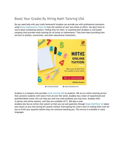 Ppt Boost Your Grades By Hiring Math Tutoring Usa Powerpoint