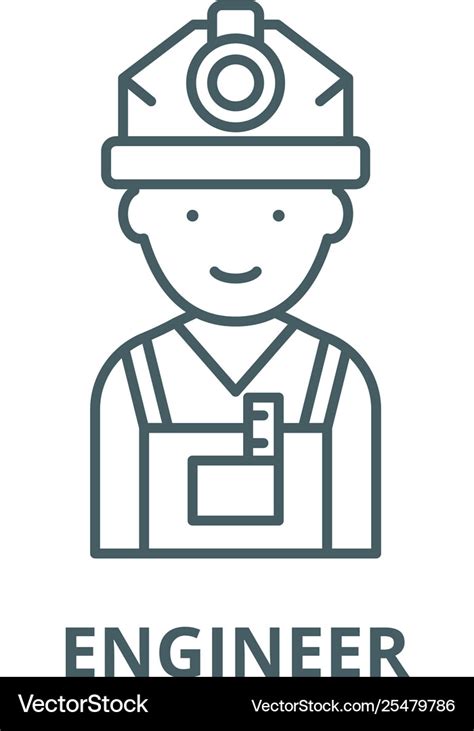 Engineer Line Icon Linear Concept Outline Vector Image