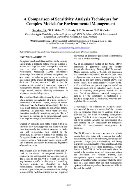 Pdf A Comparison Of Sensitivity Analysis Techniques For Complex Models For Environmental