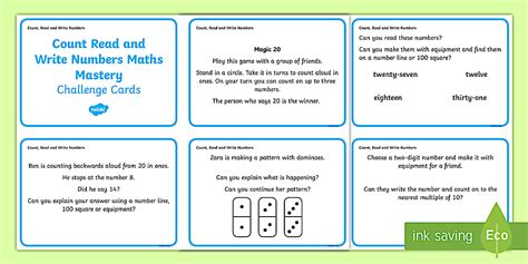 Year 1 Count Read And Write Numbers Maths Mastery Challenge Cards