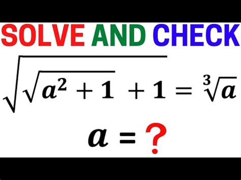 Olympiad Question Solve The Radical Equation With Cube And Square Roots Math Olympiad