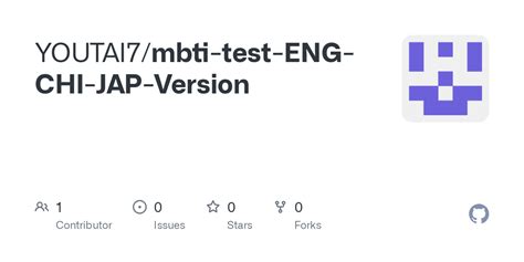 GitHub YOUTAI7 Mbti Test ENG CHI JAP Version