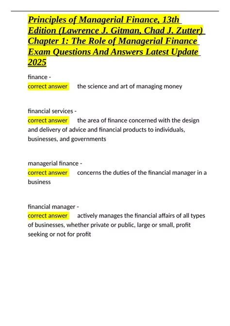 Principles Of Managerial Finance 13th Edition Lawrence J Gitman