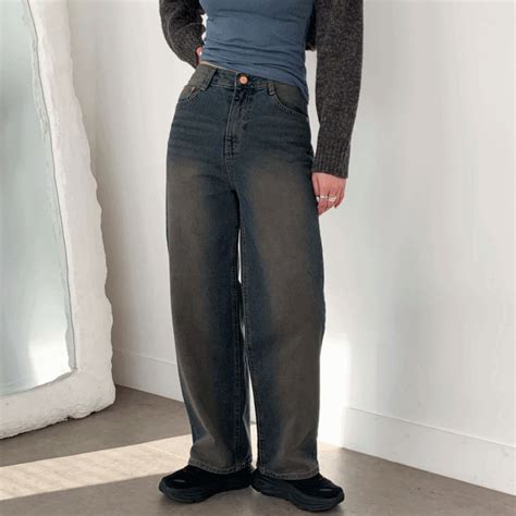 소장가치 빈티지 더티 샌드 워싱 와이드 데님 롱 팬츠 [1color] 에이블리