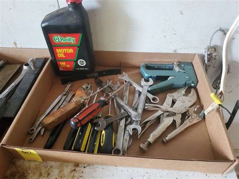 Staple Gun Clamps Combination Wrenches Motor Oil Crowbar Auction