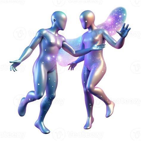 Beautiful Creative Two Celestial Beings Formed From Pure Light