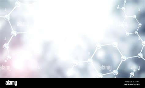 Horizontal Banner With Model Of Abstract Molecular Structure Background Of Blue Color With Atom