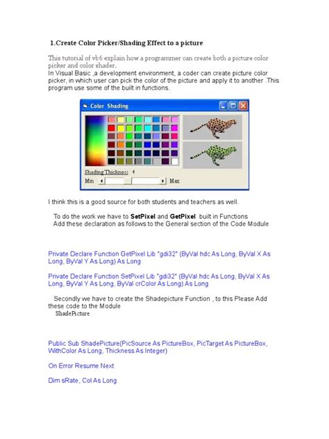 Create Color Picker Or Shading Effect To A Picture In Vb6 Pdf Rgb