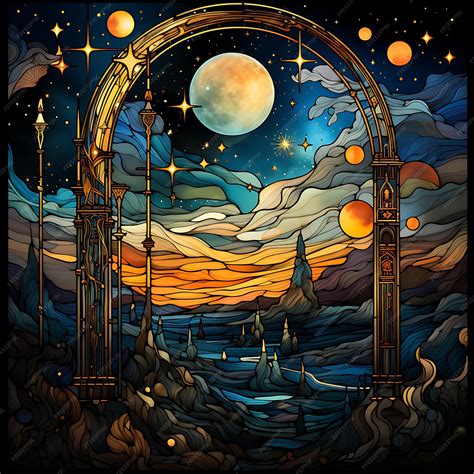 Premium Ai Image Urban Cityscape Stained Glass Window Effect