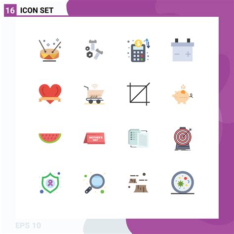 Pack Of 16 Modern Flat Colors Signs And Symbols For Web Print Media Such As Wifi Trolly Accounts