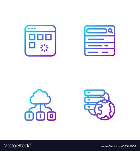 Set Line Network Cloud Connection Cloud Royalty Free Vector