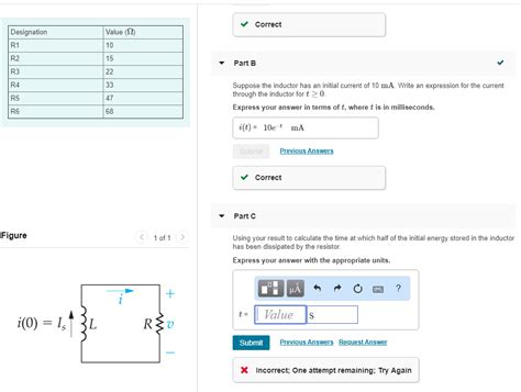 Solved Correct Value 2 Designation R1 R2 R3 R4 R5 R6 10