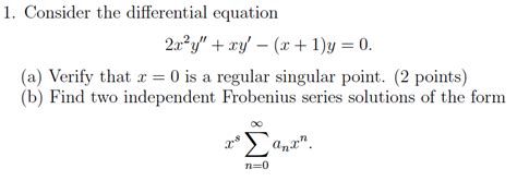 Solved Consider The Differential Equation 2x 2y Xy X