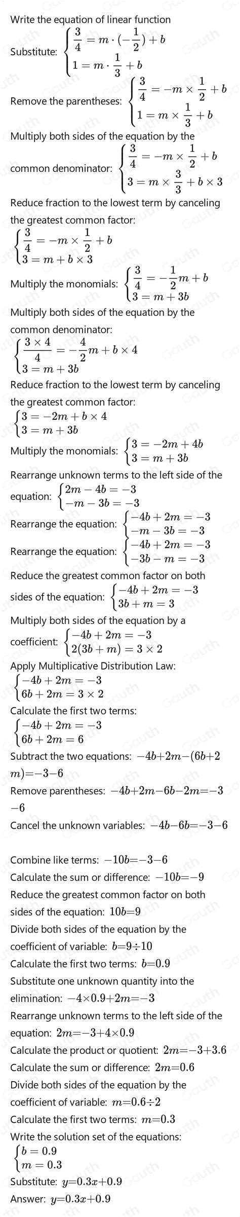 Solved Determine The Linear Function Whose Graph Passes Through Two Points The Graph Passes
